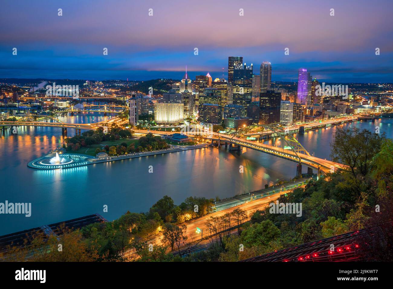 View of downtown Pittsburgh from top of the Duquesne Incline, Mount ...