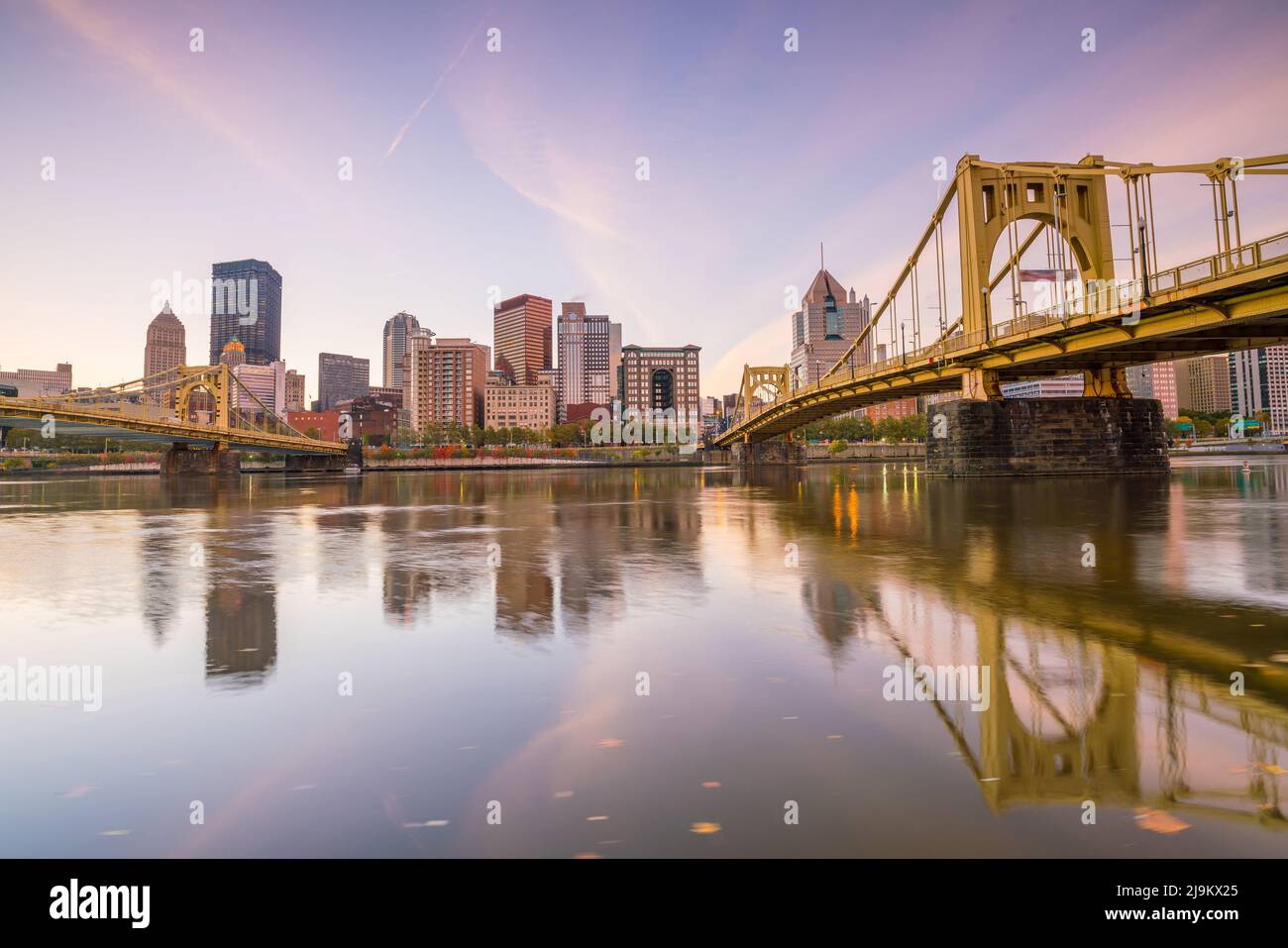Panorama of downtown Pittsburgh skyline at twilight Stock Photo - Alamy
