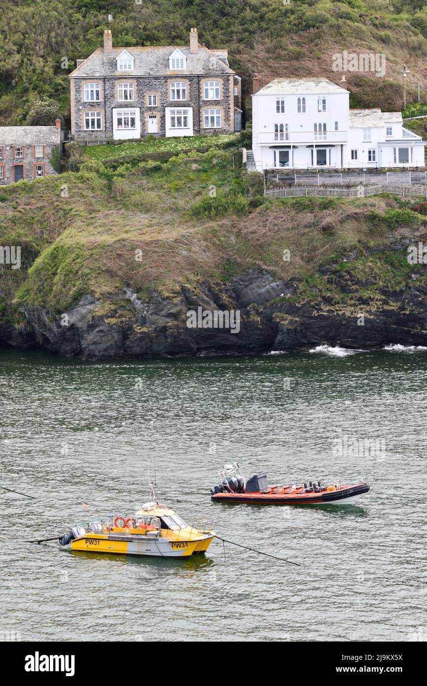 Fishing Boat and Pleasure Craft moored in Harbour Port Issac Cornwall ...