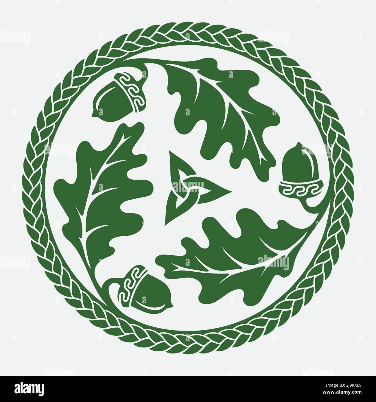 Celtic Scandinavian ethnic design. Round Celtic design with oak leaves ...