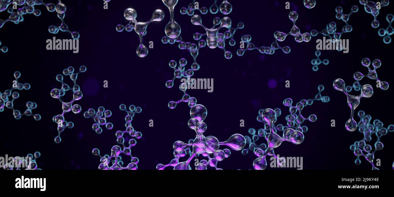 Purple Neon Trendy Glass Molecules Abstract Background 3d Illustration ...