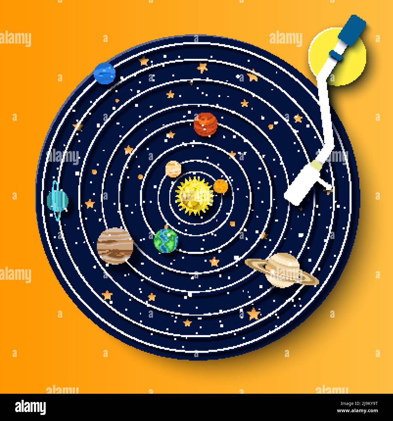Vinyl record in shape of solar system vector Stock Vector Image & Art ...