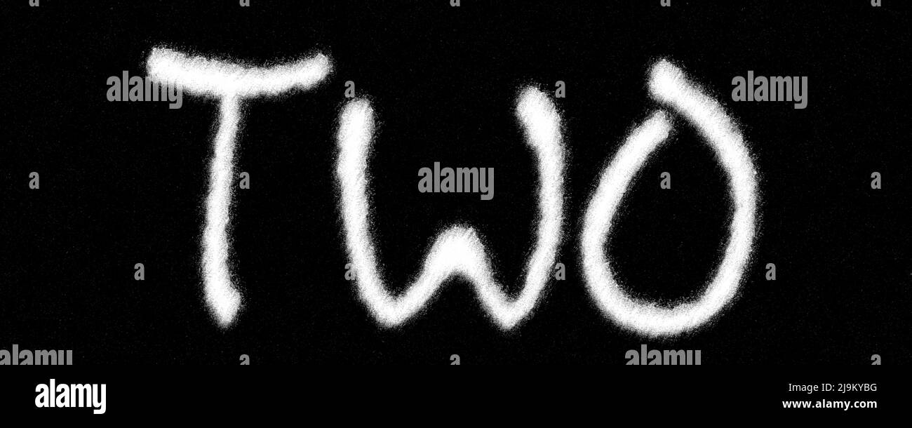 Black plate with the white word "TWO" written with chalk Stock Photo ...