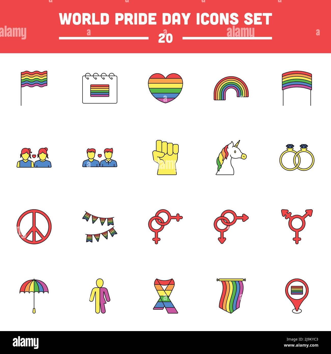 Colorful World Pride Day Icon Or Symbol In Flat Style Stock Vector ...
