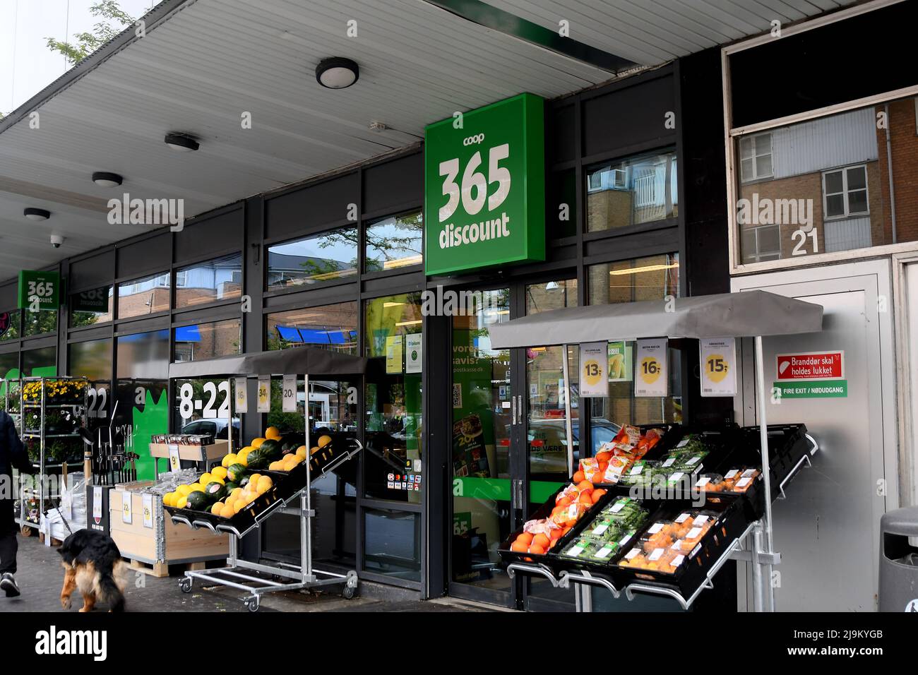 Copenhagen/Denmark/24 May 2022/.365 Discount grocery store in danish ...