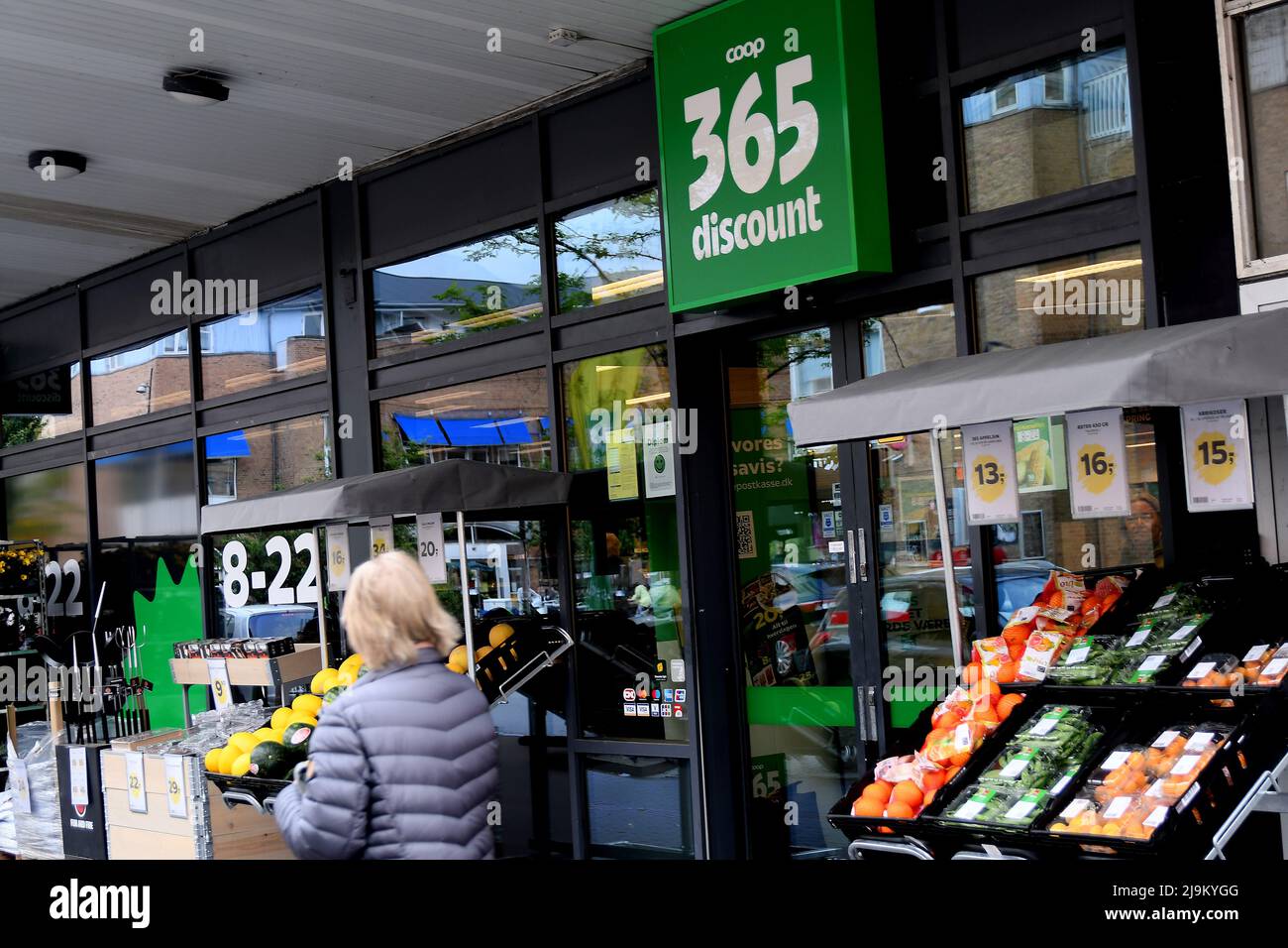 Copenhagen/Denmark/24 May 2022/.365 Discount grocery store in danish ...