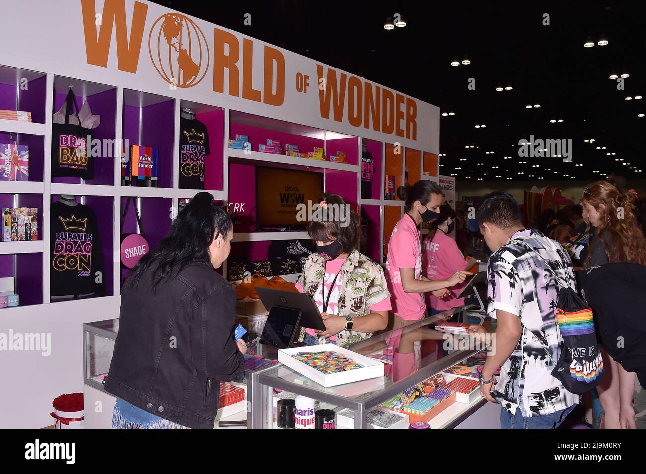 World of Wonder booth during the 2022 Rupaul DragCon, Day 2, held at ...