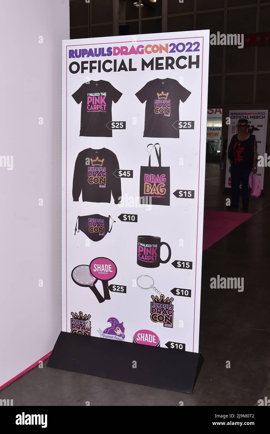 Merchandise signage during the 2022 Rupaul DragCon, Day 2, held at the ...