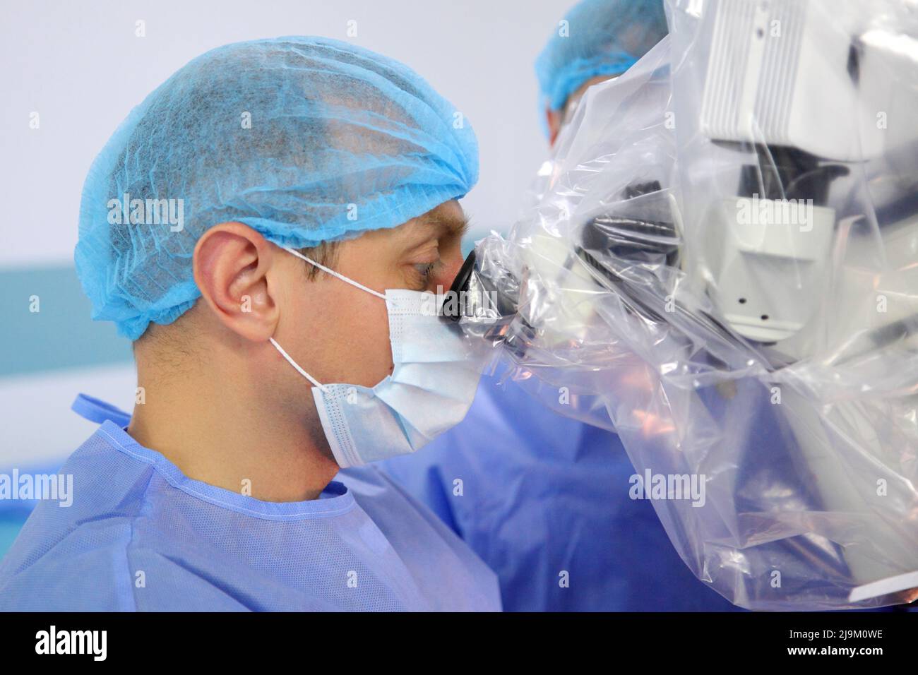Treatment of a brain aneurysm. Surgical operation on the brain. A team ...