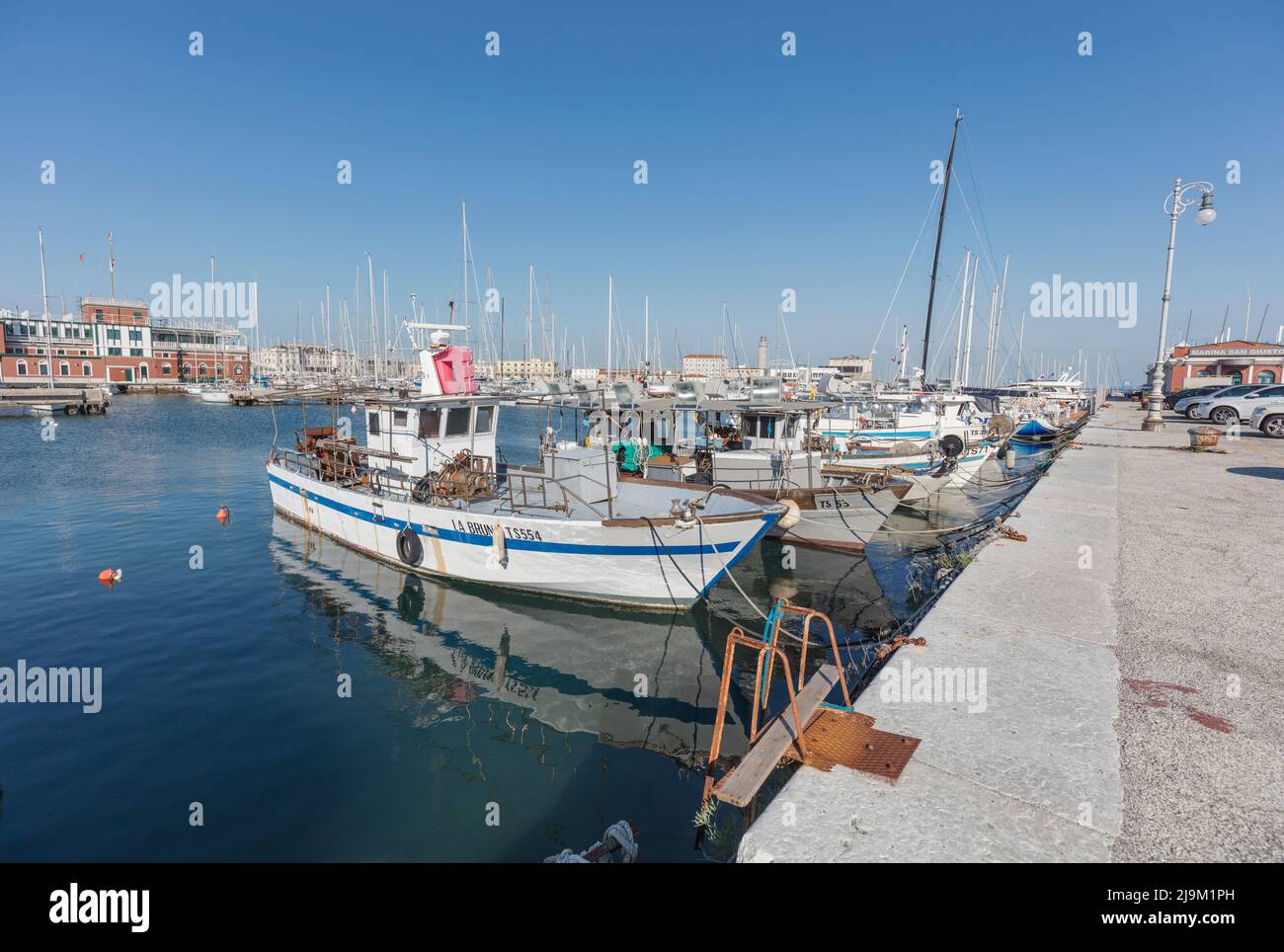 Fishing boats in Baccino Sacchetta the marina and harbour, Trieste ...