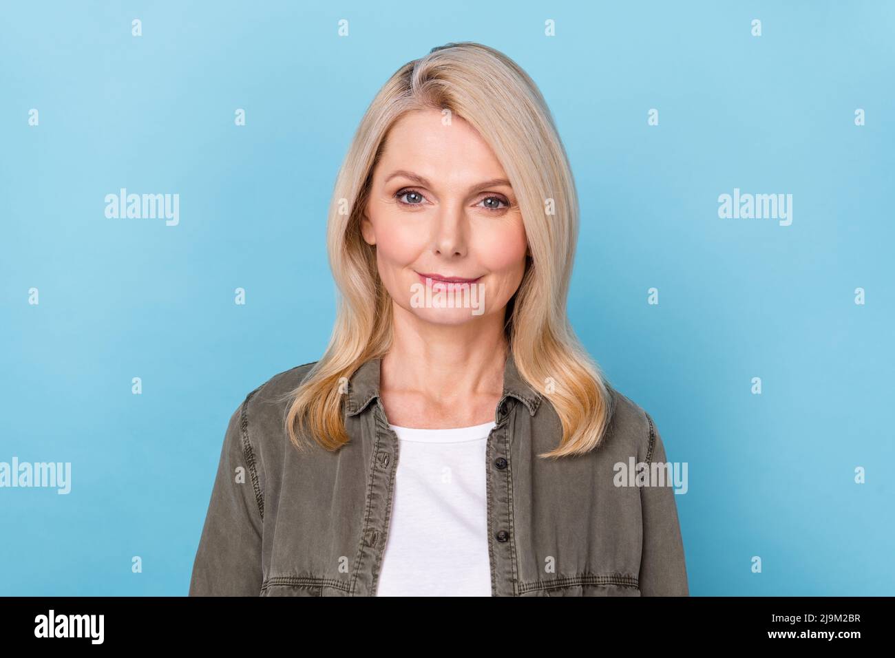 Portrait of nice pretty old lady company owner look in camera isolated ...
