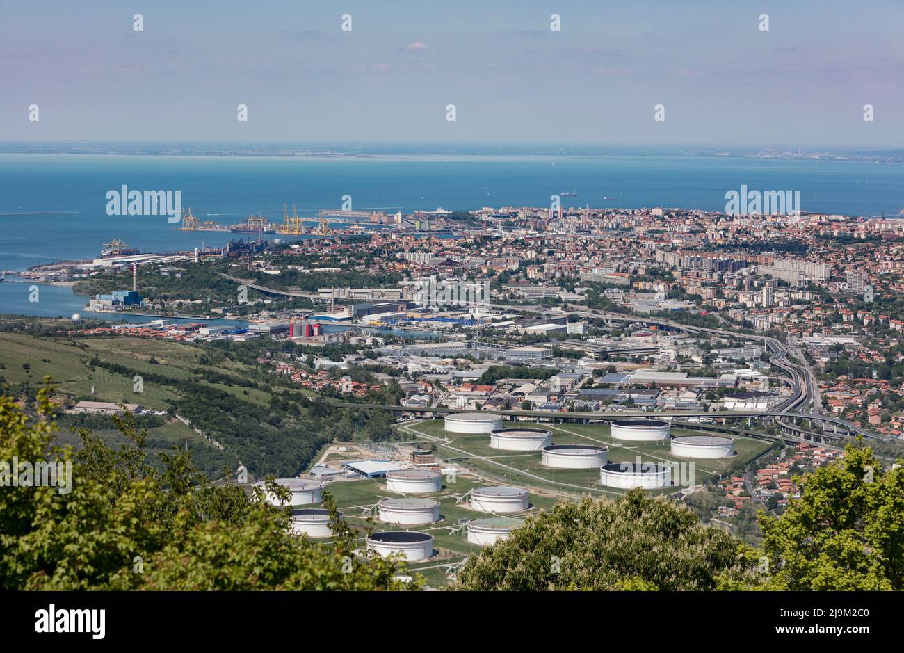 Historic port city of Trieste and Adriatic seen from the San Servolo ...