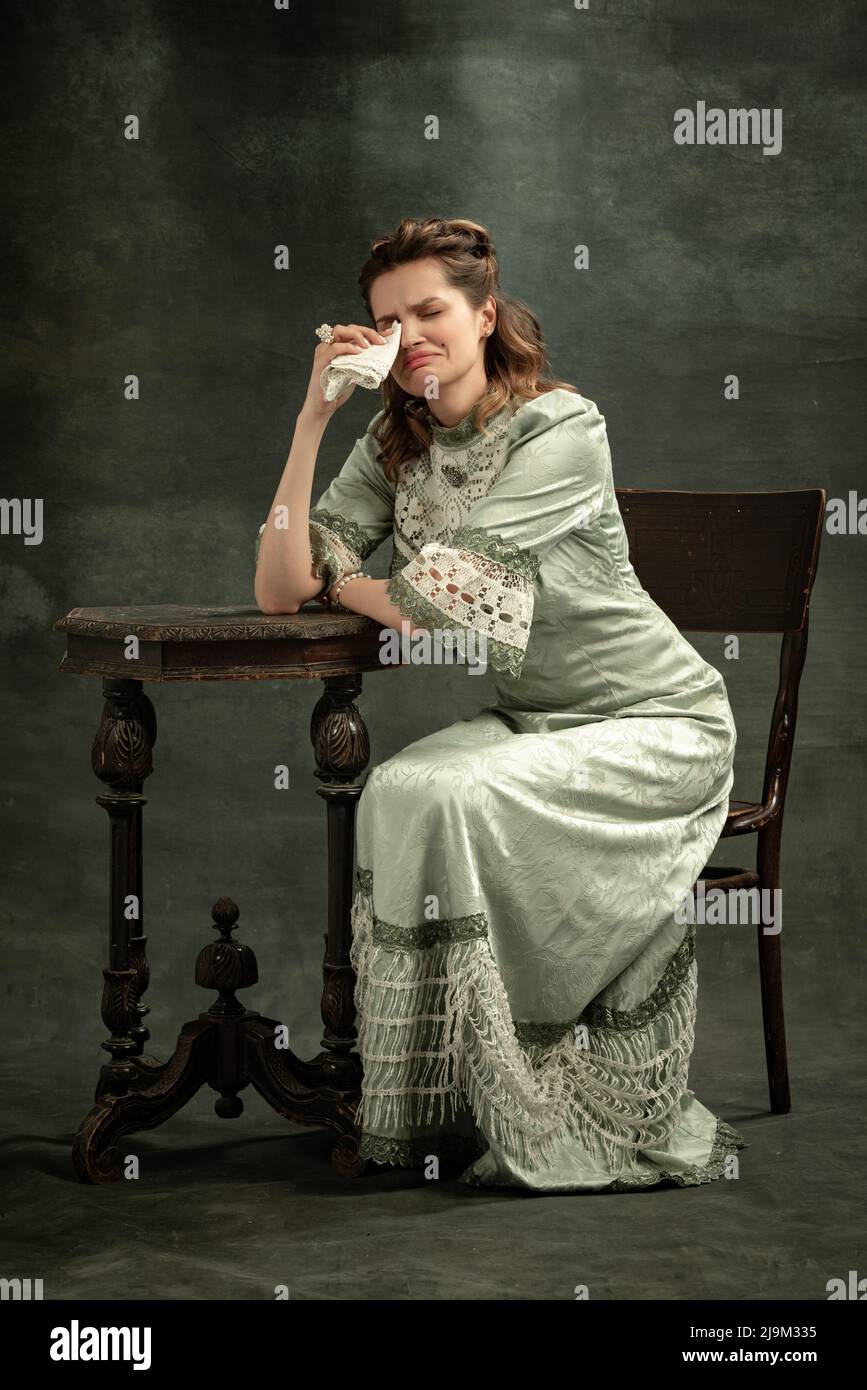 Conceptual portrait of young charming girl in image of medieval royal ...