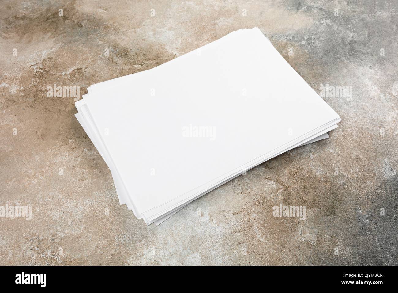 stack of white business card sheet of paper a4 stack on grunge table ...