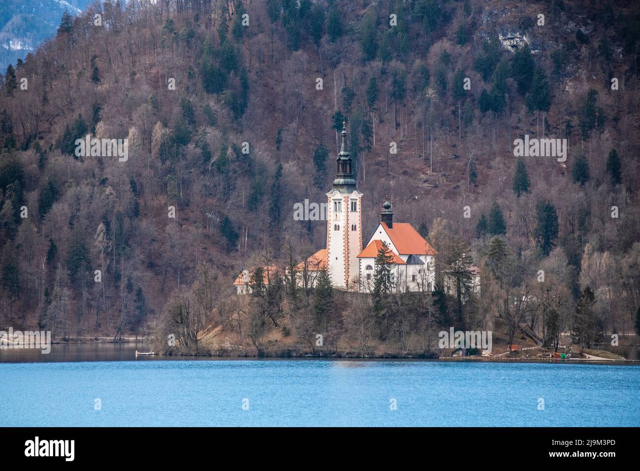 Lake Bled: Church of the Mother of God. Slovenia Stock Photo - Alamy