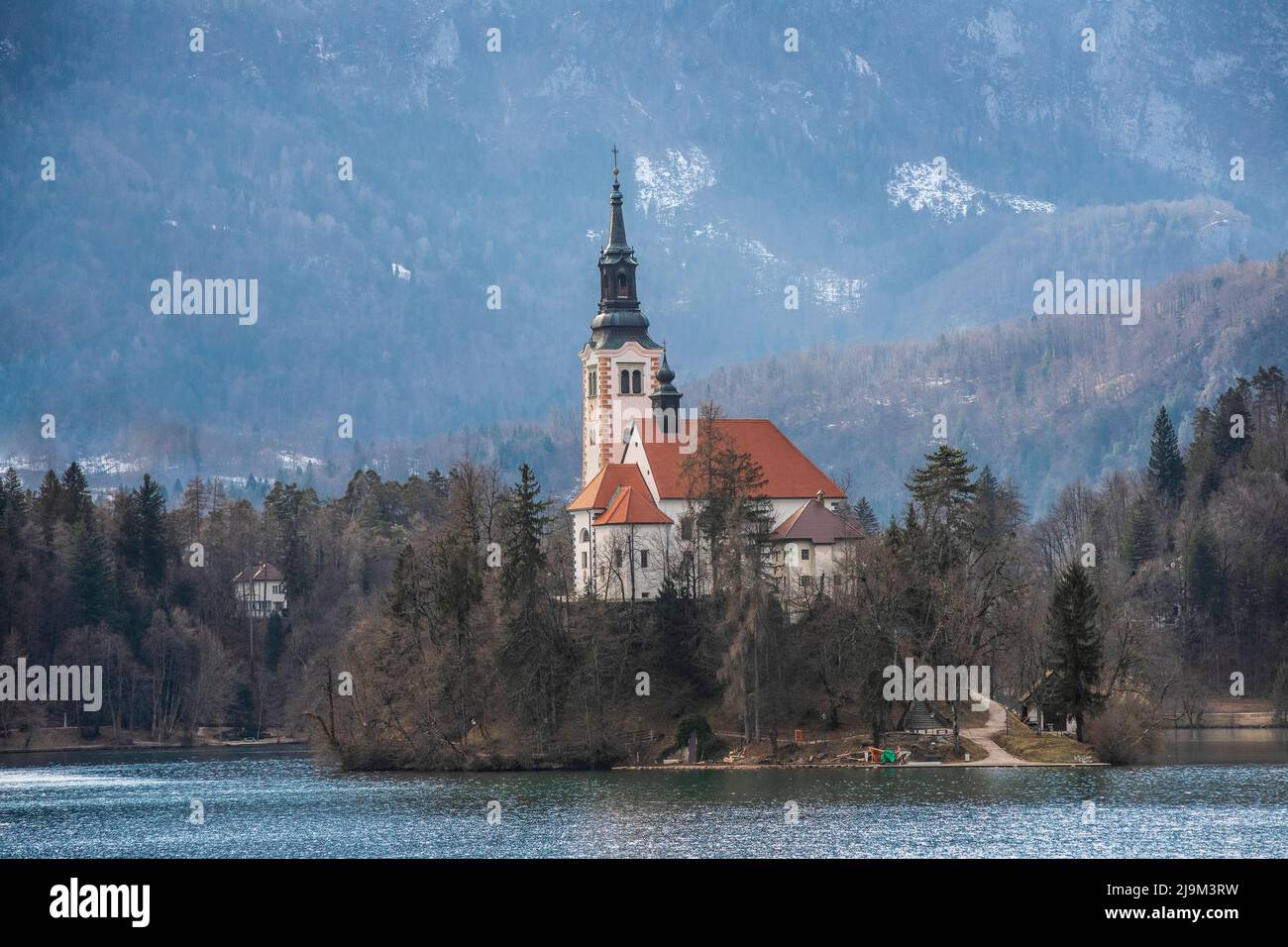 Lake Bled: Church of the Mother of God. Slovenia Stock Photo - Alamy