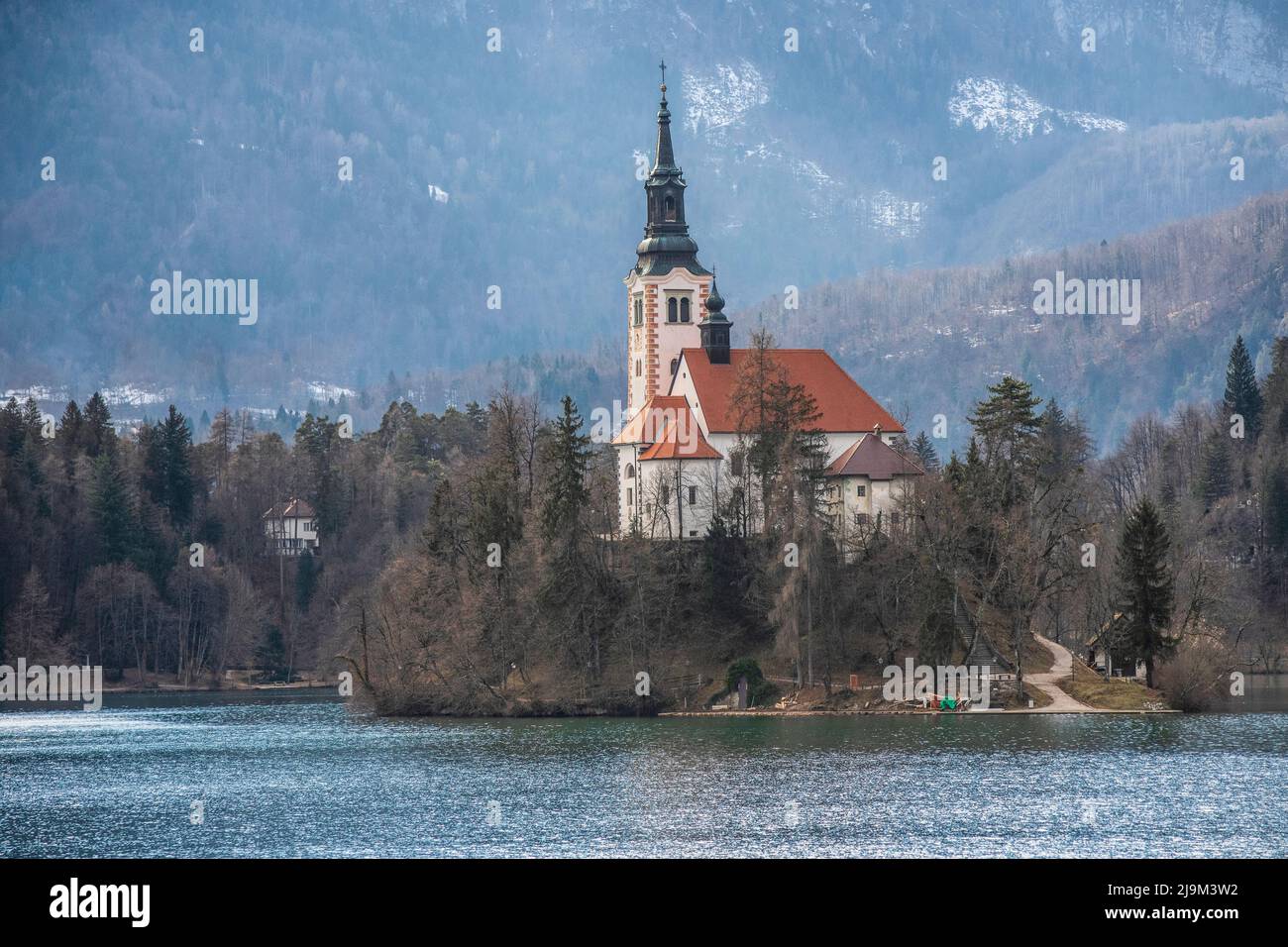 Lake Bled: Church of the Mother of God. Slovenia Stock Photo - Alamy