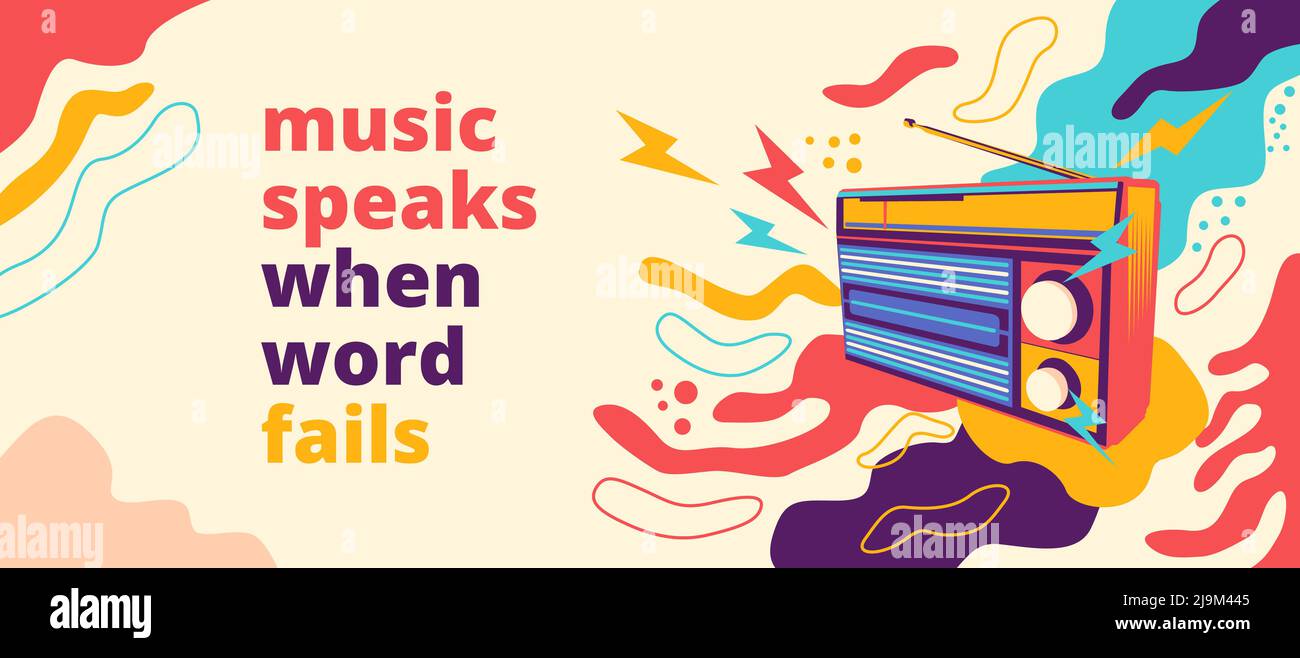Abstract Background with seamless shapes, retro radio, and slogan ...