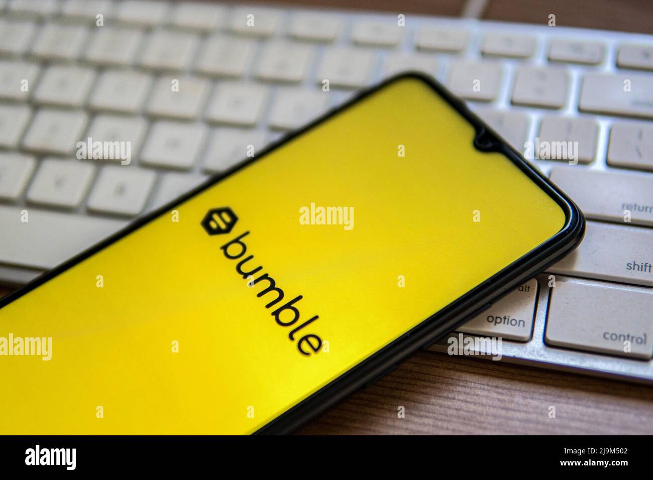 In this photo illustration, a Bumble logo seen displayed on a ...