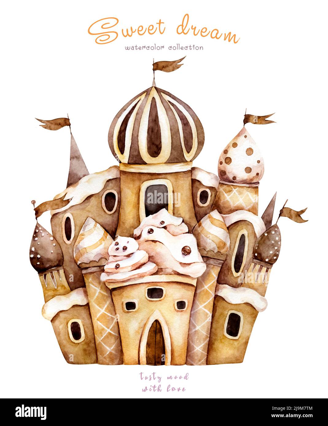 Sweet land watercolor illustration isolated on white background ...