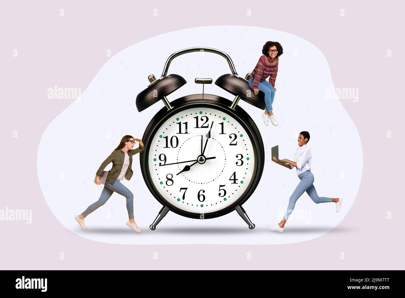 Creative artwork poster of employees need do fast project running using ...