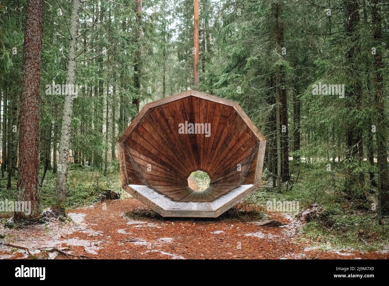 Gigantic wooden megaphones amplify the sounds of the forest in Pähni ...