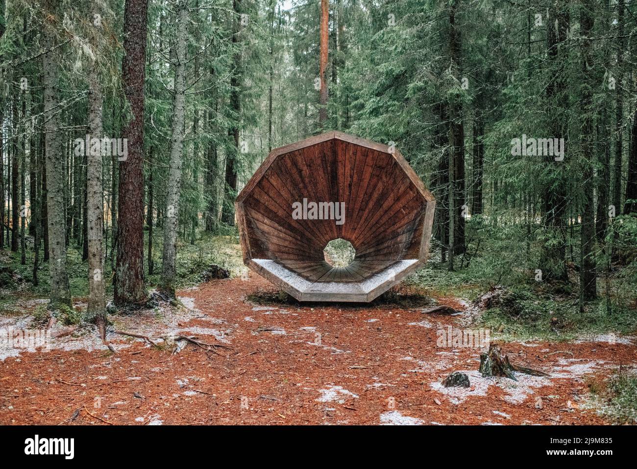 Gigantic wooden megaphones amplify the sounds of the forest in Pähni ...