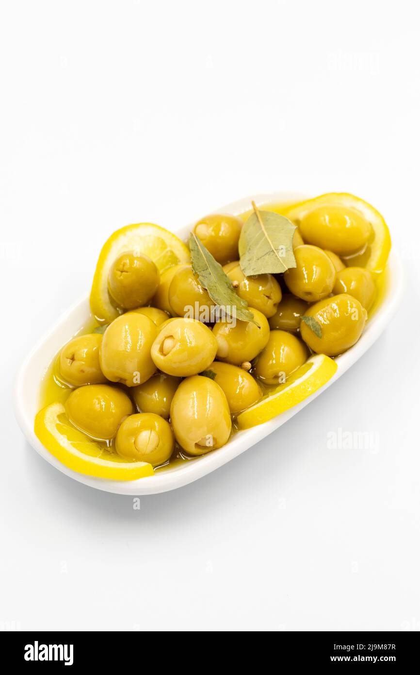 Green olives stuffed with cheese. Cheese filled olives for breakfast on ...