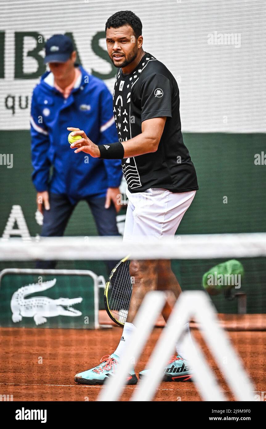 Paris, France - 24/05/2022, Jo-Wilfried TSONGA of France during the Day three of Roland-Garros ...