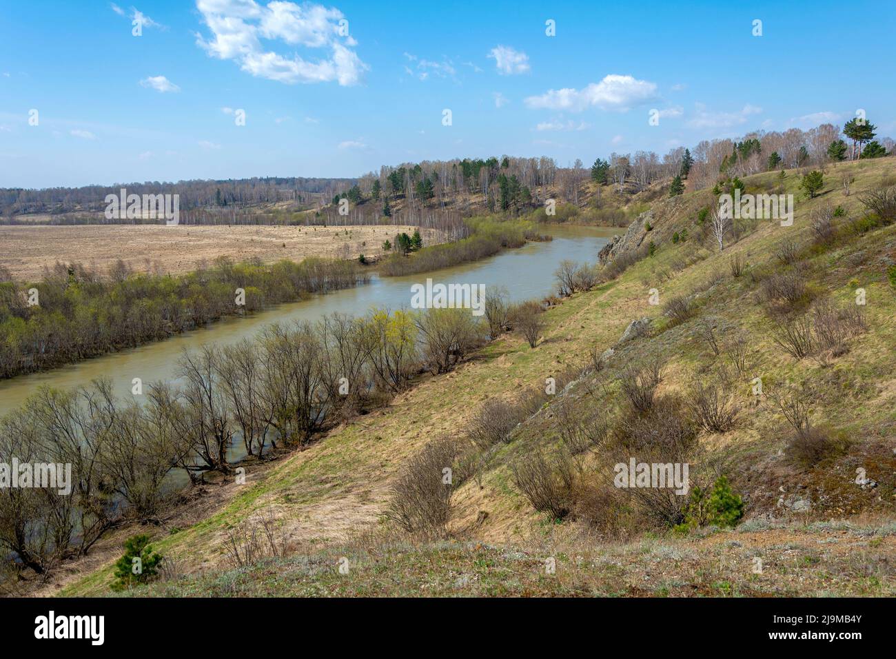 The Golden Kitat River near the village of Maltsevo, Kemerovo region ...