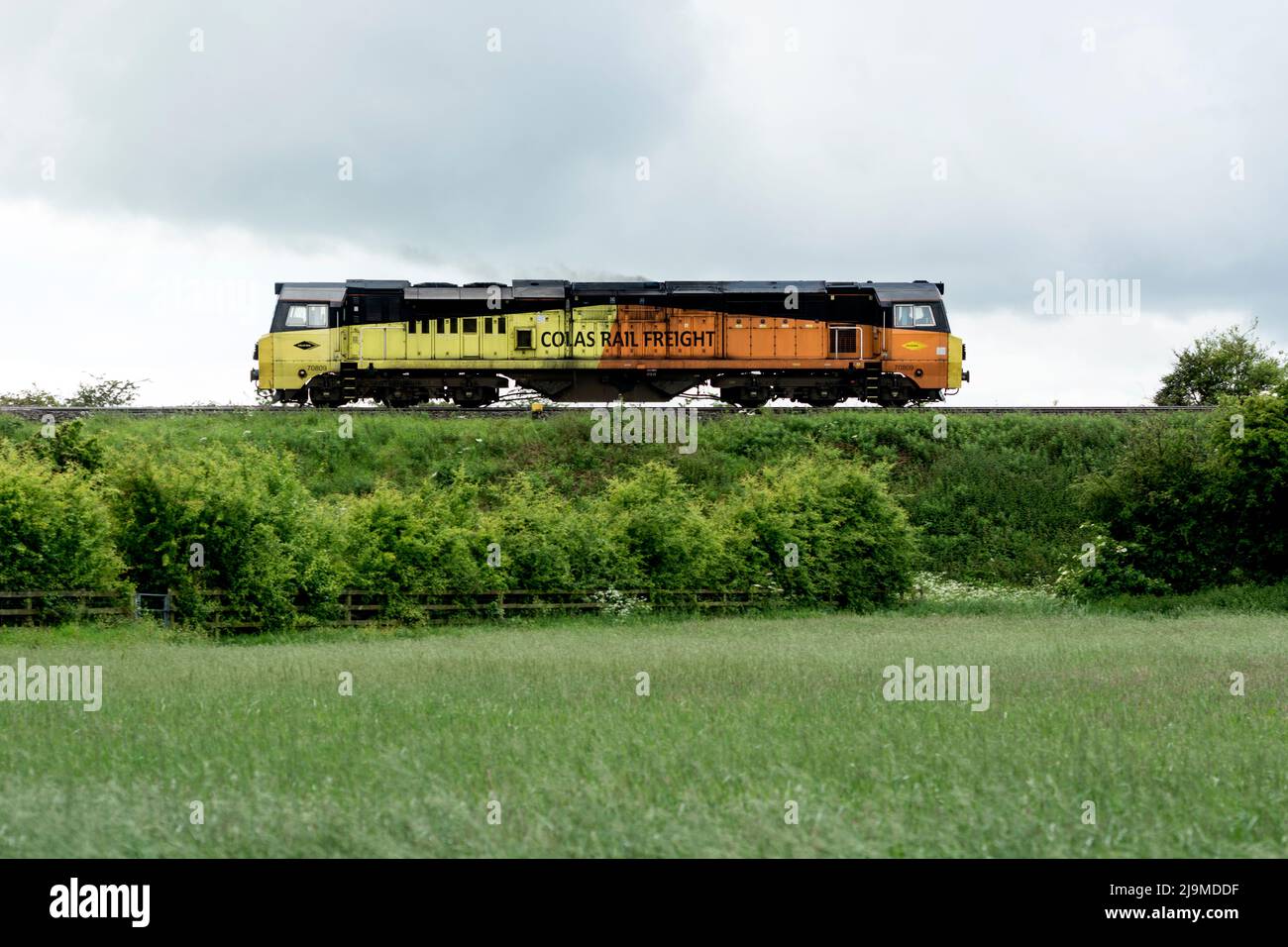 Colas Rail class 70 diesel locomotive No. 70809 travelling light engine ...
