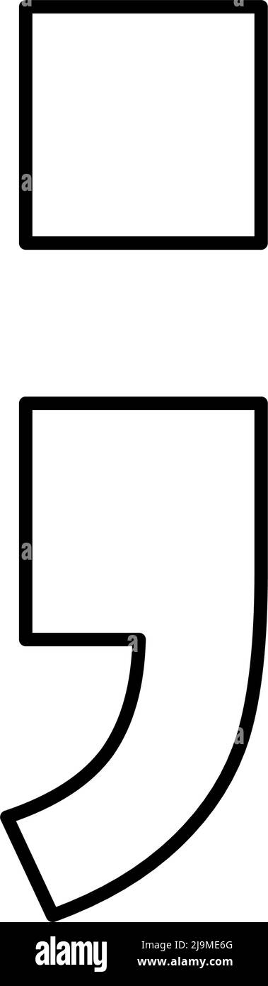 Semicolon sign illustration. Black outlines on white background Stock ...