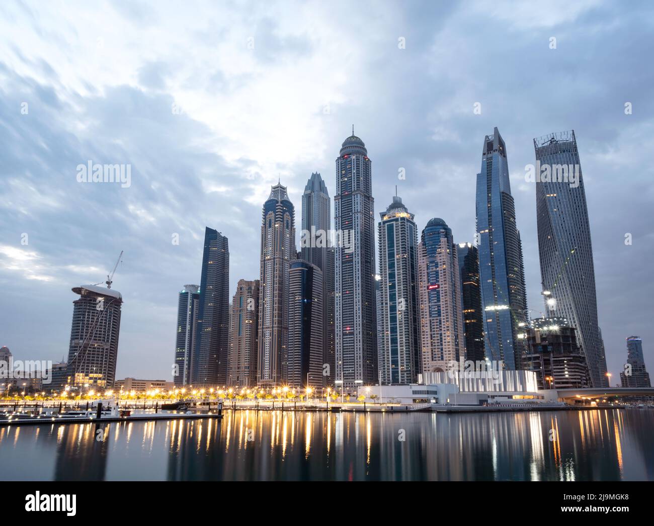 Tall skyscrapers of Dubai Marina the luxury new high tech town in ...
