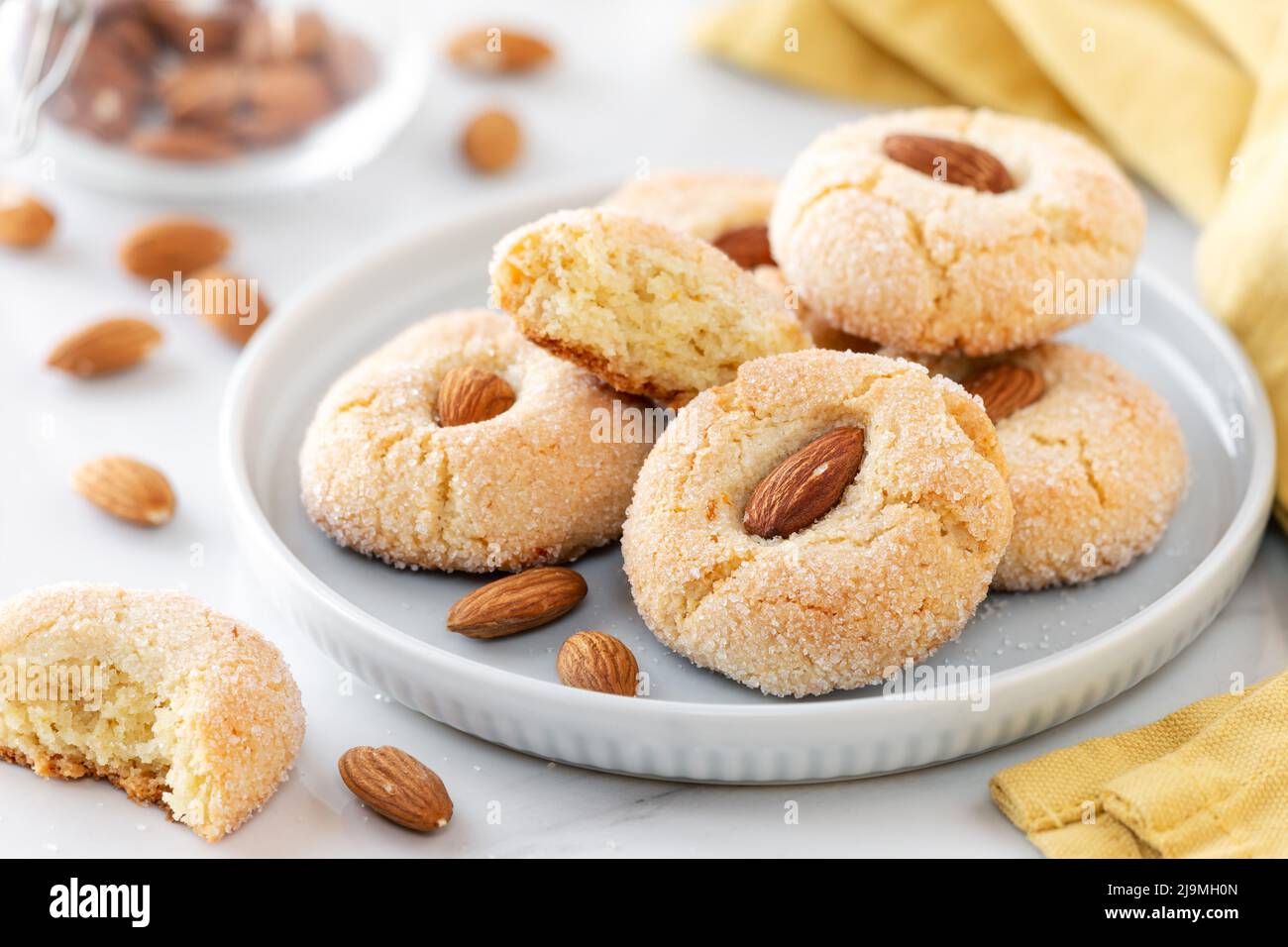 Homemade typical Sardinian amaretti soft biscuits made of almond flour ...