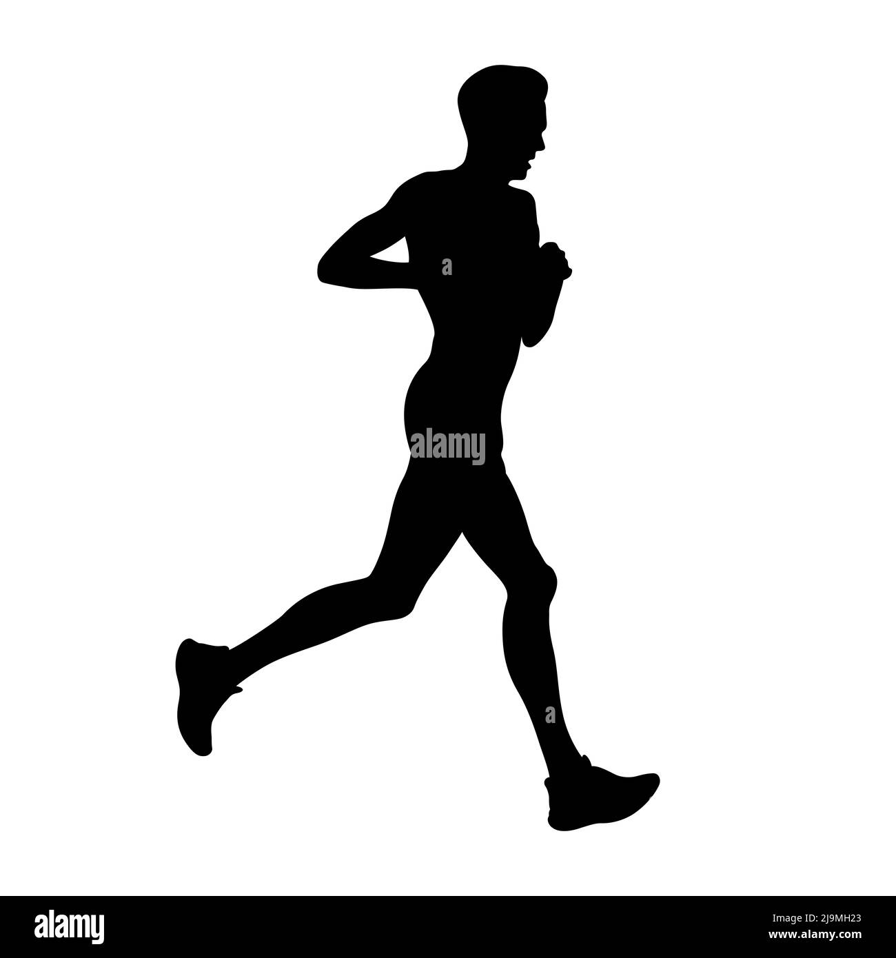 male runner running marathon black silhouette Stock Photo - Alamy