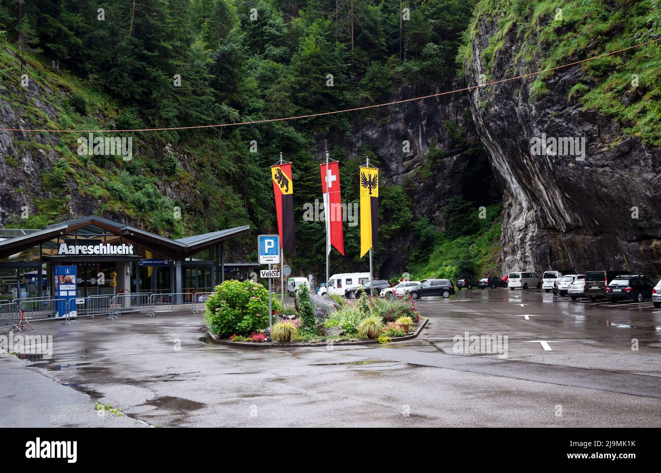 View of the west entrance of the Aare gorge located between Meiringen ...