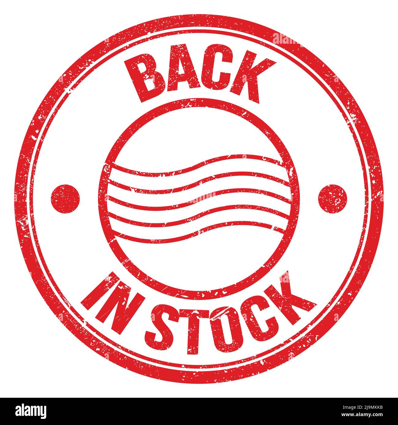 BACK IN STOCK text written on red round postal stamp sign Stock Photo ...