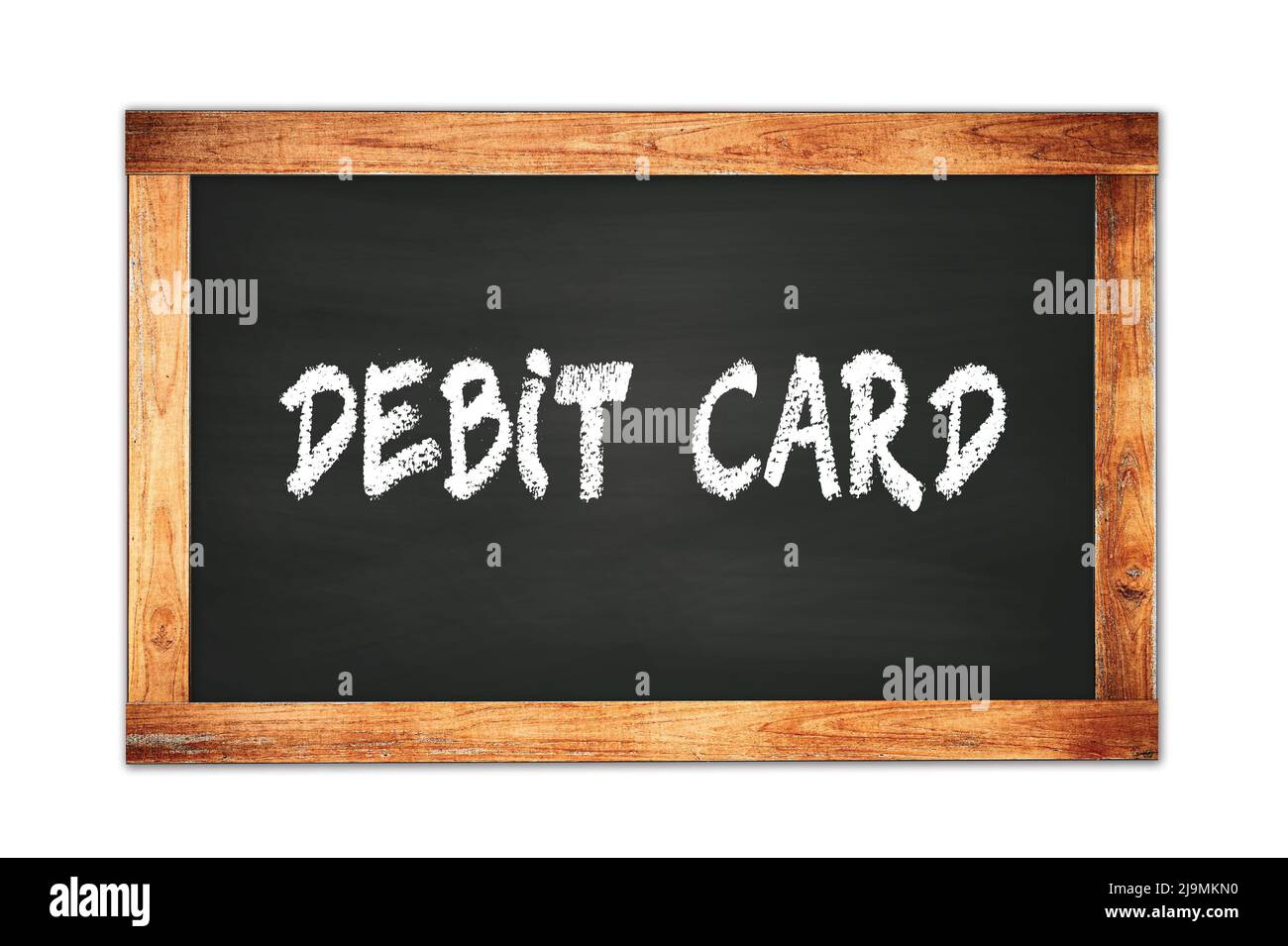DEBIT CARD text written on black wooden frame school blackboard Stock ...