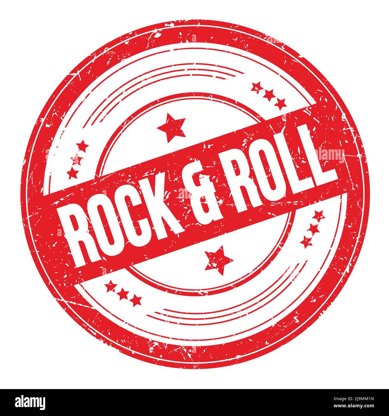 ROCK & ROLL text on red round grungy texture stamp Stock Photo - Alamy