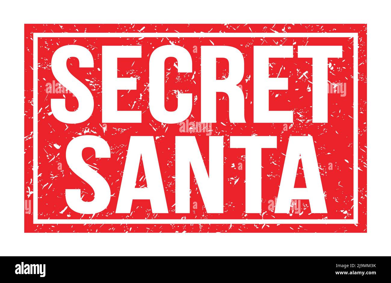 SECRET SANTA, words written on red rectangle stamp sign Stock Photo - Alamy