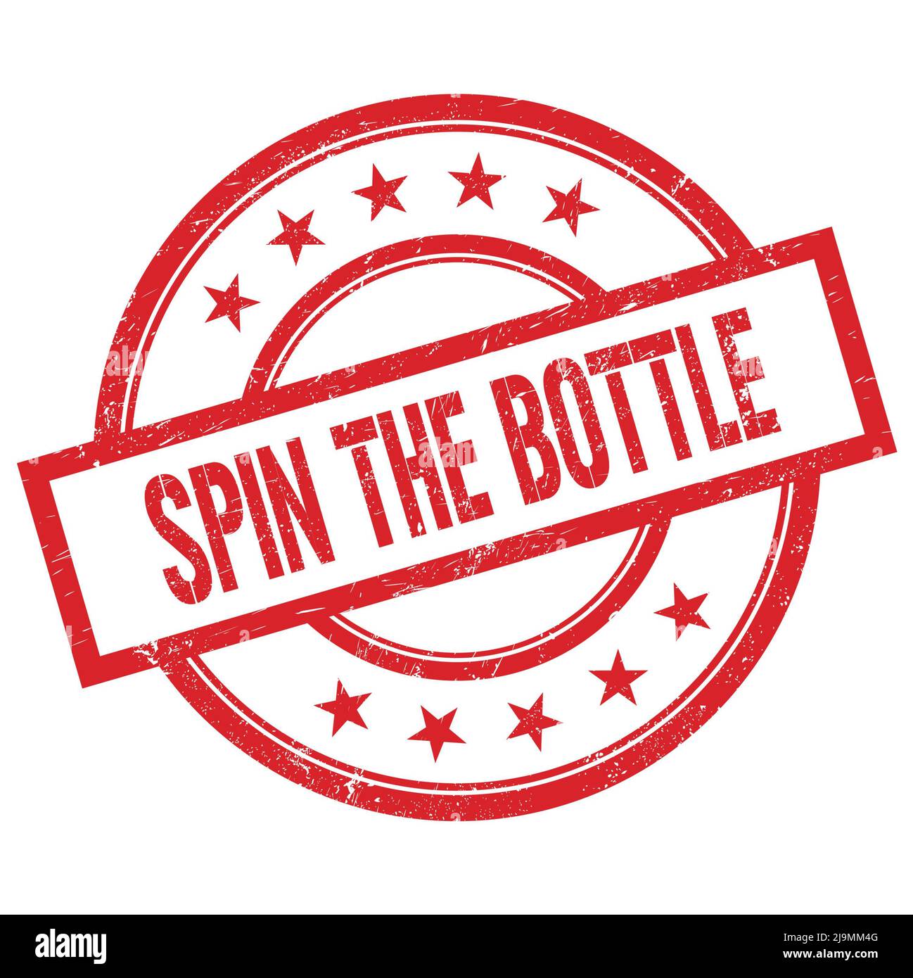 SPIN THE BOTTLE text written on red round vintage rubber stamp Stock ...