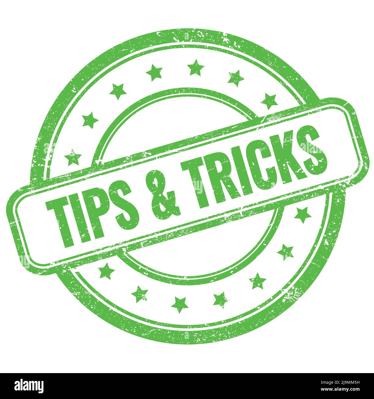 TIPS & TRICKS text on green vintage grungy round rubber stamp Stock ...