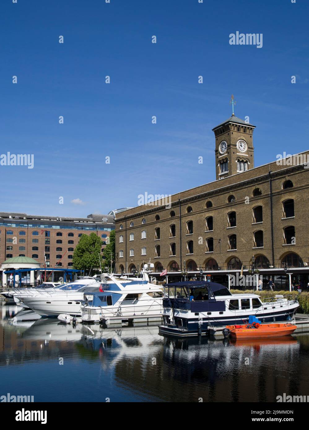 Moored Boats Marina St Katharines Docks Tower Bridge London Stock Photo ...