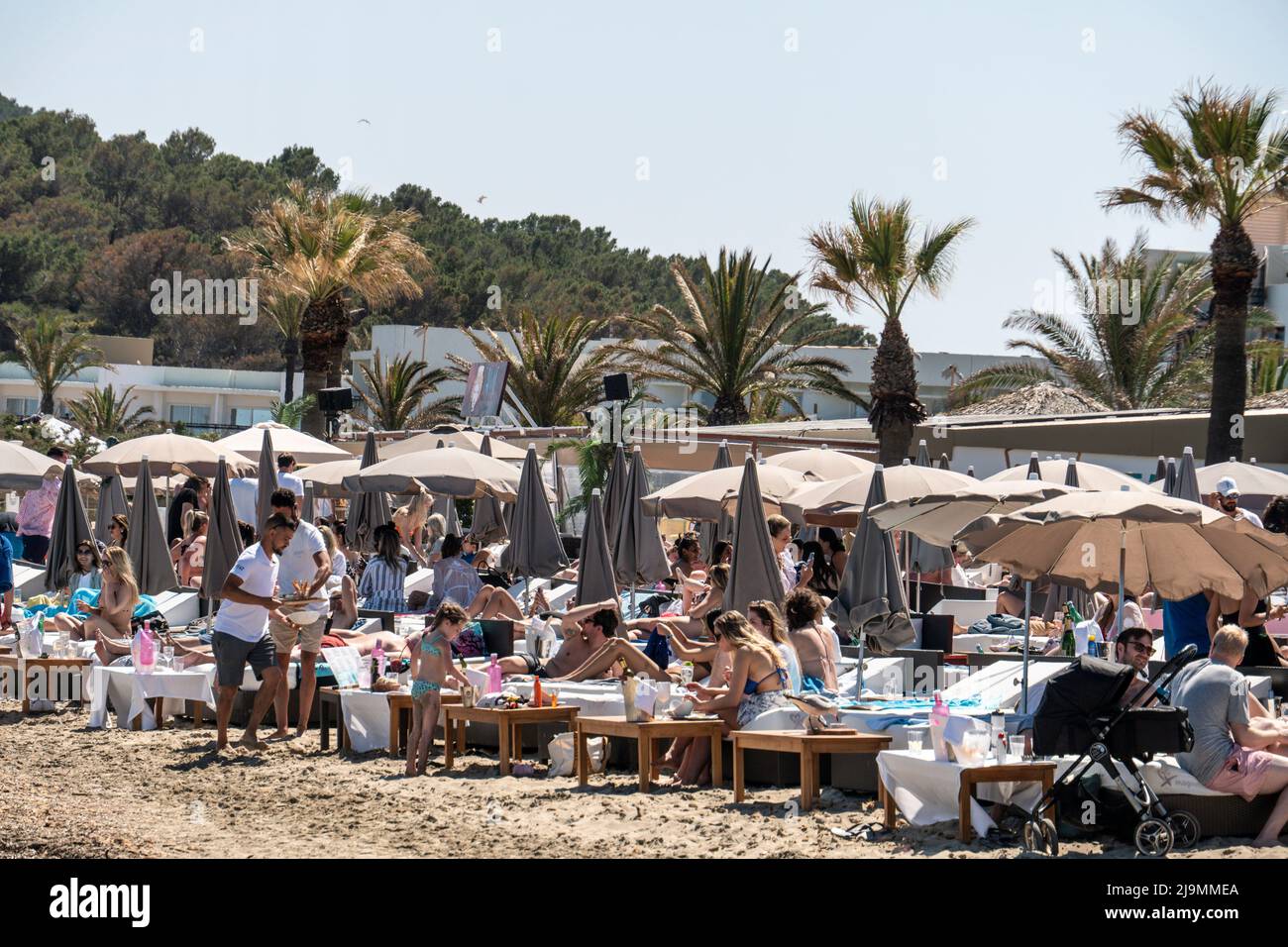 Beach Club, Playa del Bossa, Platja d'en Bossa, Eivissa, Balearen ...