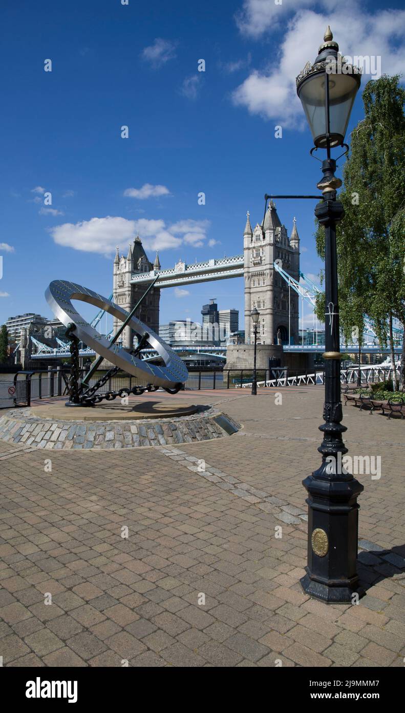 Timepiece Sundial and Tower Bridge London Stock Photo - Alamy