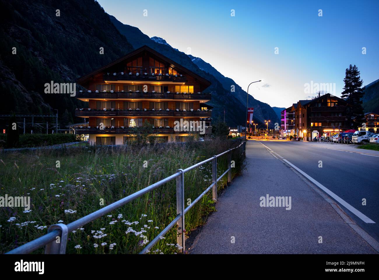 View of the Tasch village at dusk which is the transfer point for ...