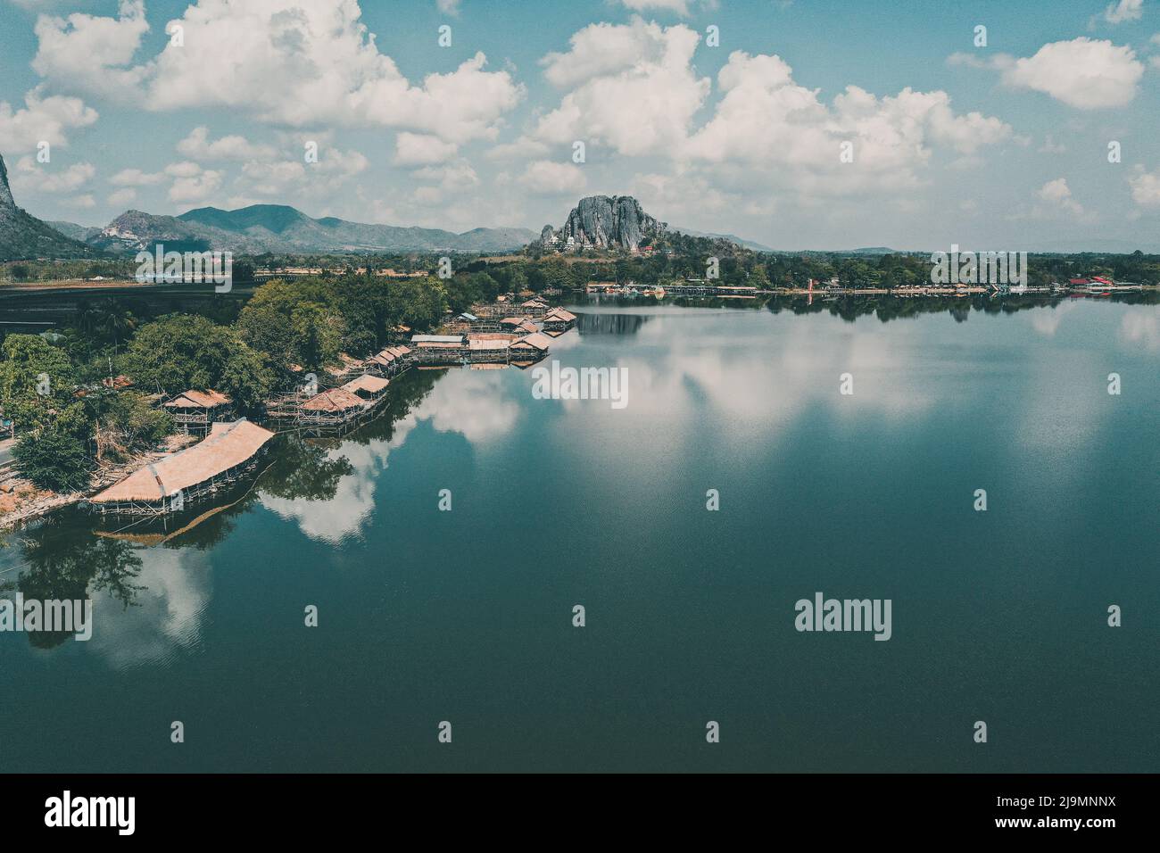 Aerial view of Sub Lek Reservoir, lake in LopBuri, Thailand Stock Photo ...