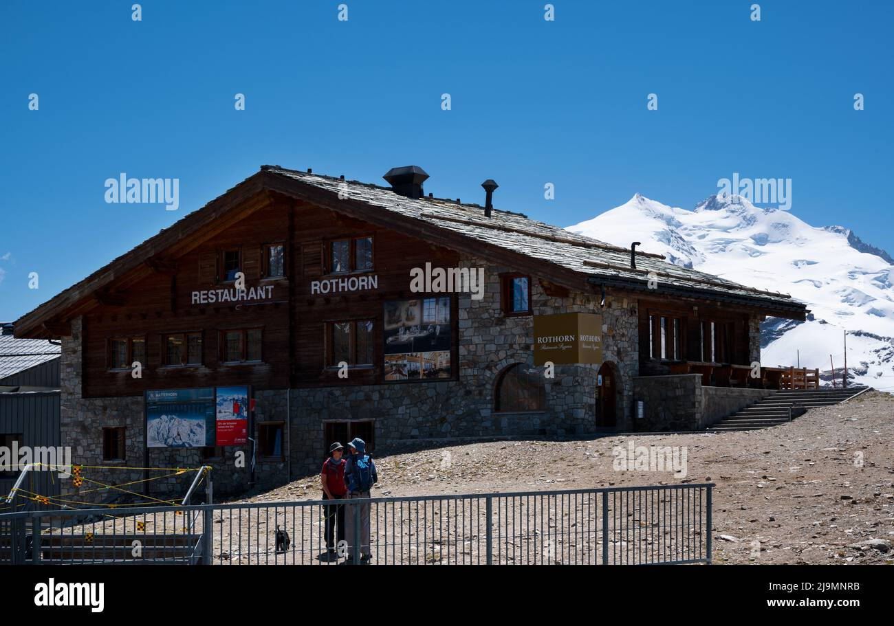 View of the Rothorn restaurant that towers majestically on the Rothorn ...