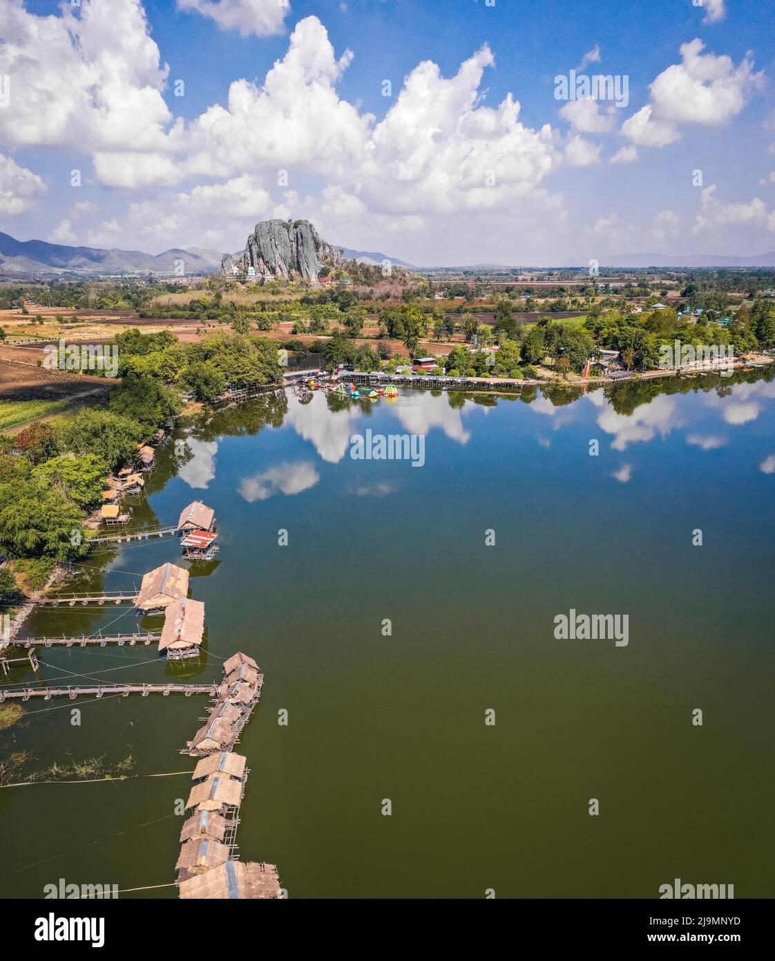 Aerial view of Sub Lek Reservoir, lake in LopBuri, Thailand Stock Photo ...