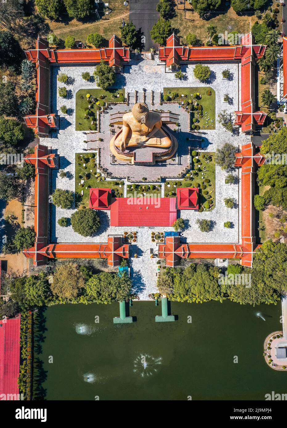Aerial view of Wat Pikul Thong Phra Aram Luang or Wat Luang Por Pae ...